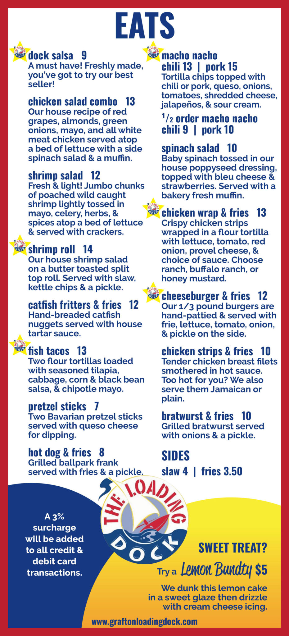 Menu - The Loading Dock - St. Louis' Only Waterfront Entertainment ...